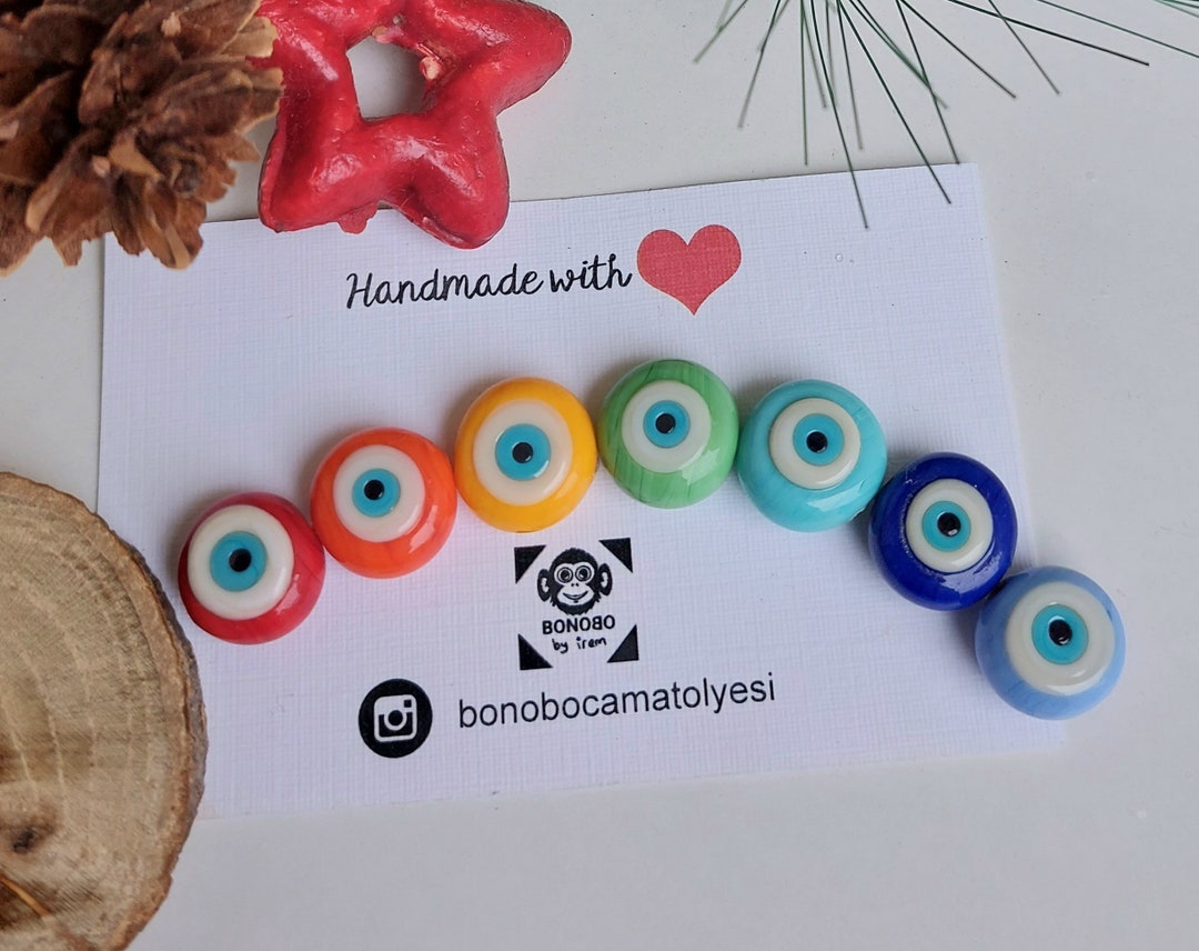 Chakra Rainbow Evil Eye Set of 7 Lampwork Beads - Etsy