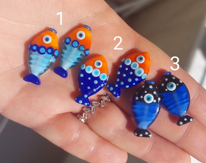 Lampwork Focal Artisan Fish Beads, Colorfull Glass Fish Beads ...