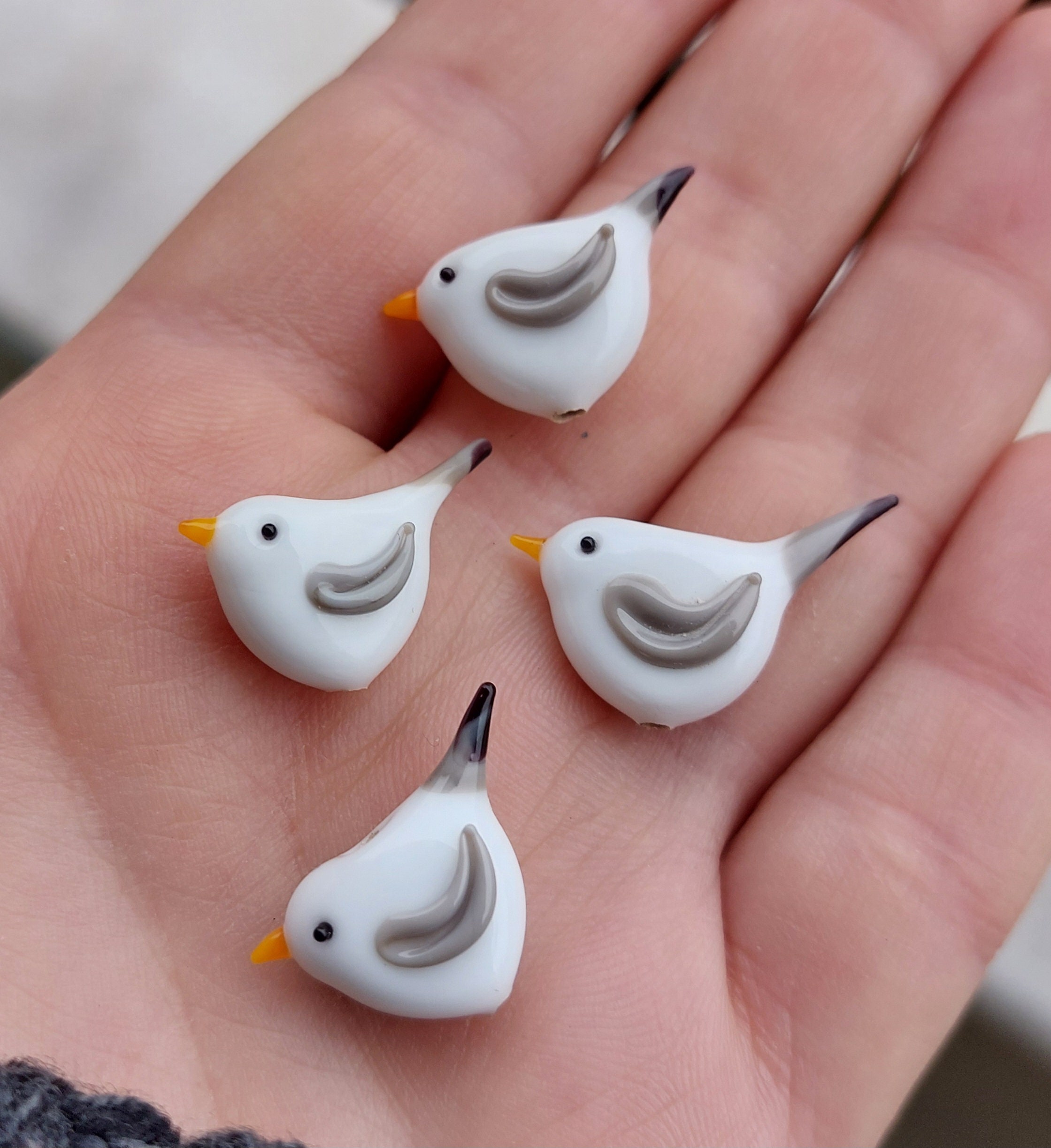 Lampwork Seagull Beads Pair - Etsy