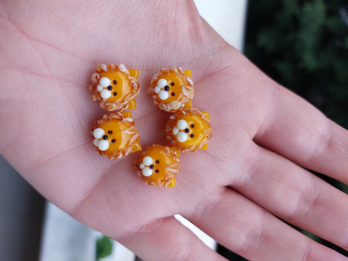 Lampwork Lion Beads, Handmade Glass Lion Beads, Glass Lion Figurine Fir ...