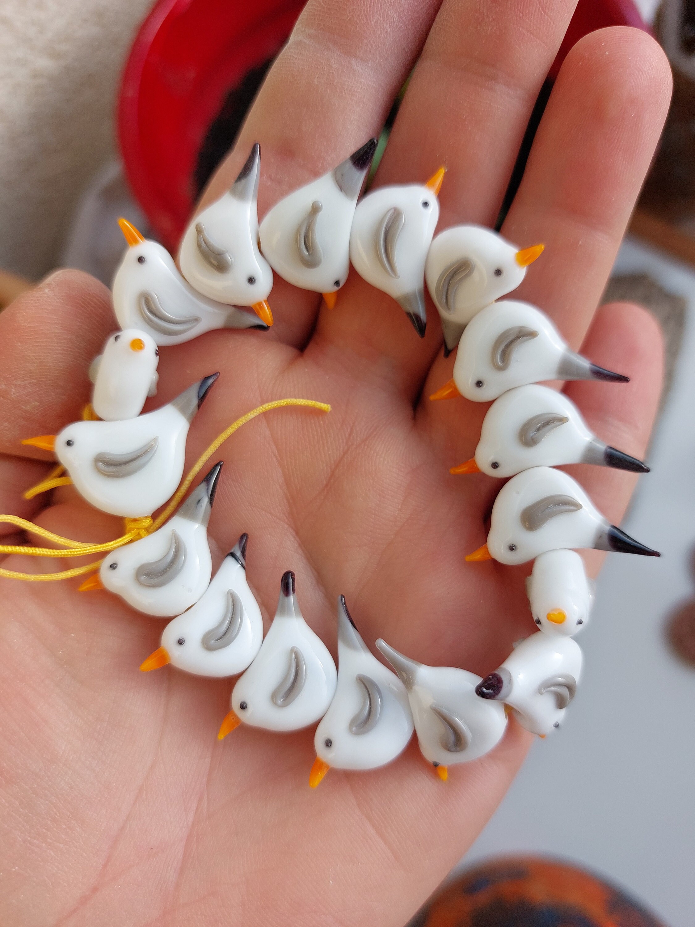 Lampwork Seagull Beads Pair - Etsy