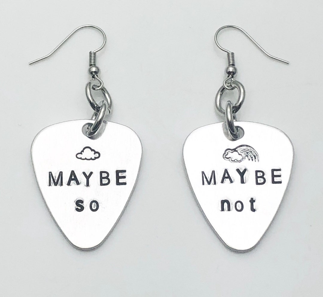 Maybe so Maybe Not Guitar Pick Hand Stamped Earrings // Phish Lyric ...