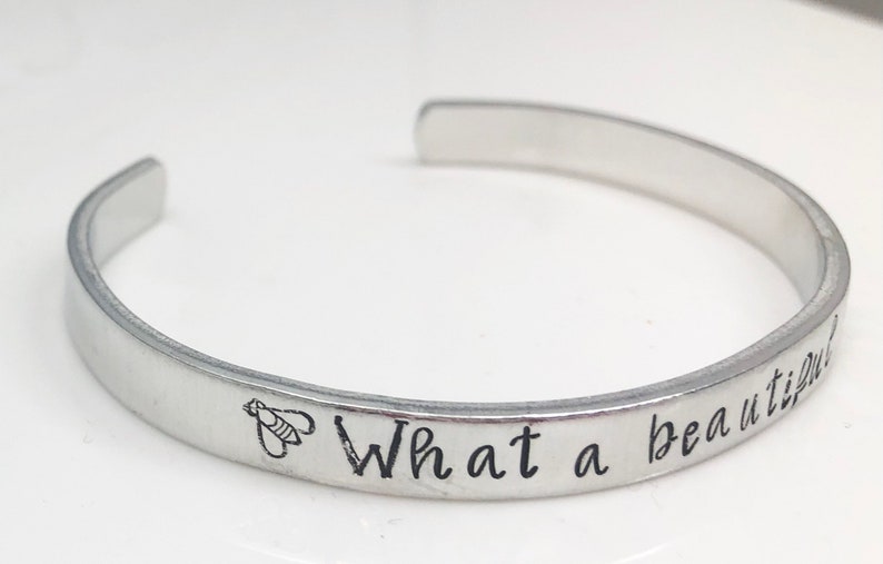 What a Beautiful Buzz Metal Hand Stamped Cuff Bracelet FREE | Etsy