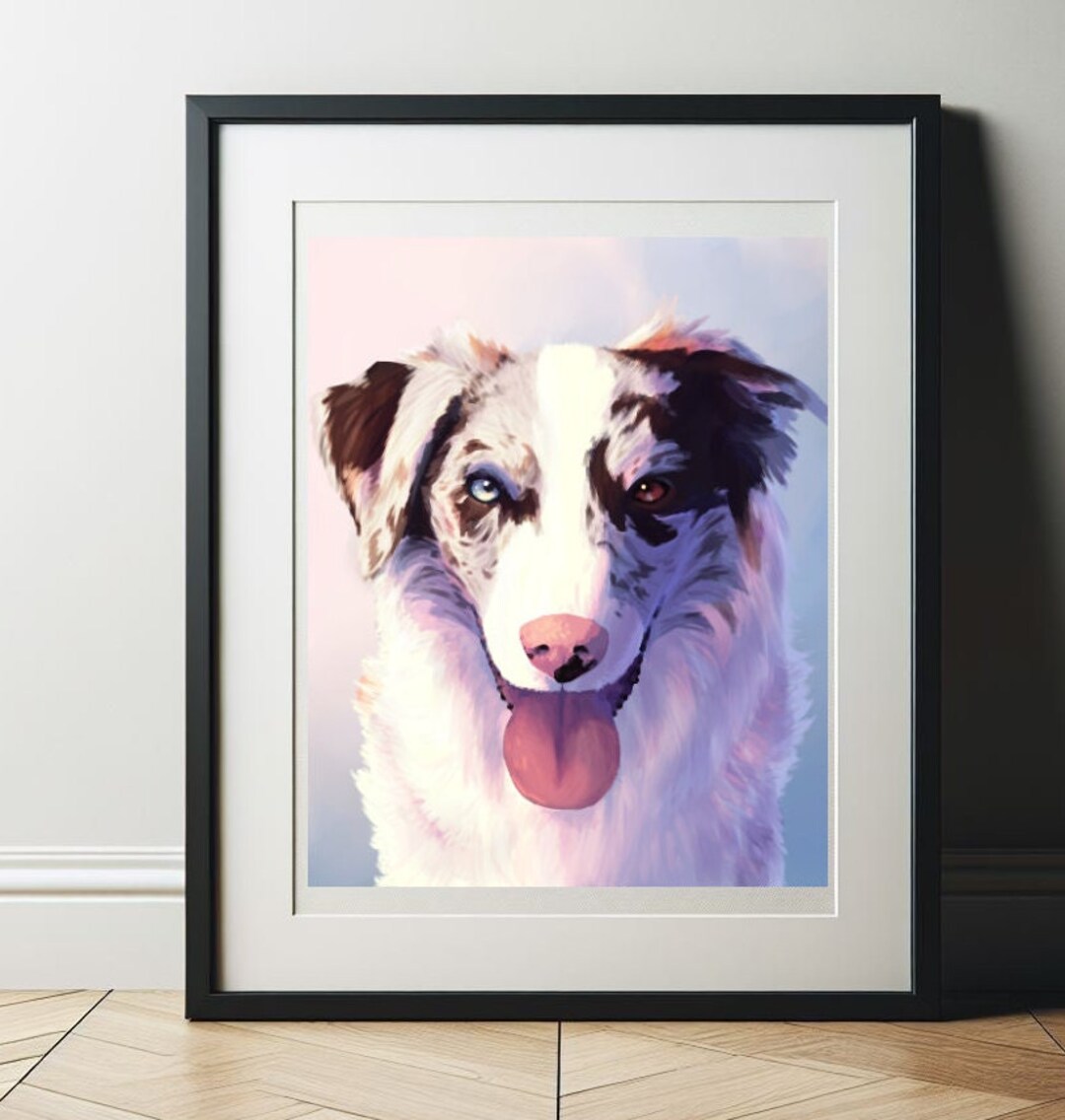 Red Blue Merle Australian Shepherd Dog Digital Image Printable Portrait ...