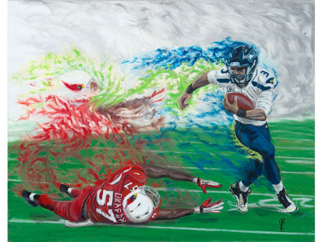 Russell Wilson 12x18 Print, the Danger Rush, by Ryan O'keefe - Etsy