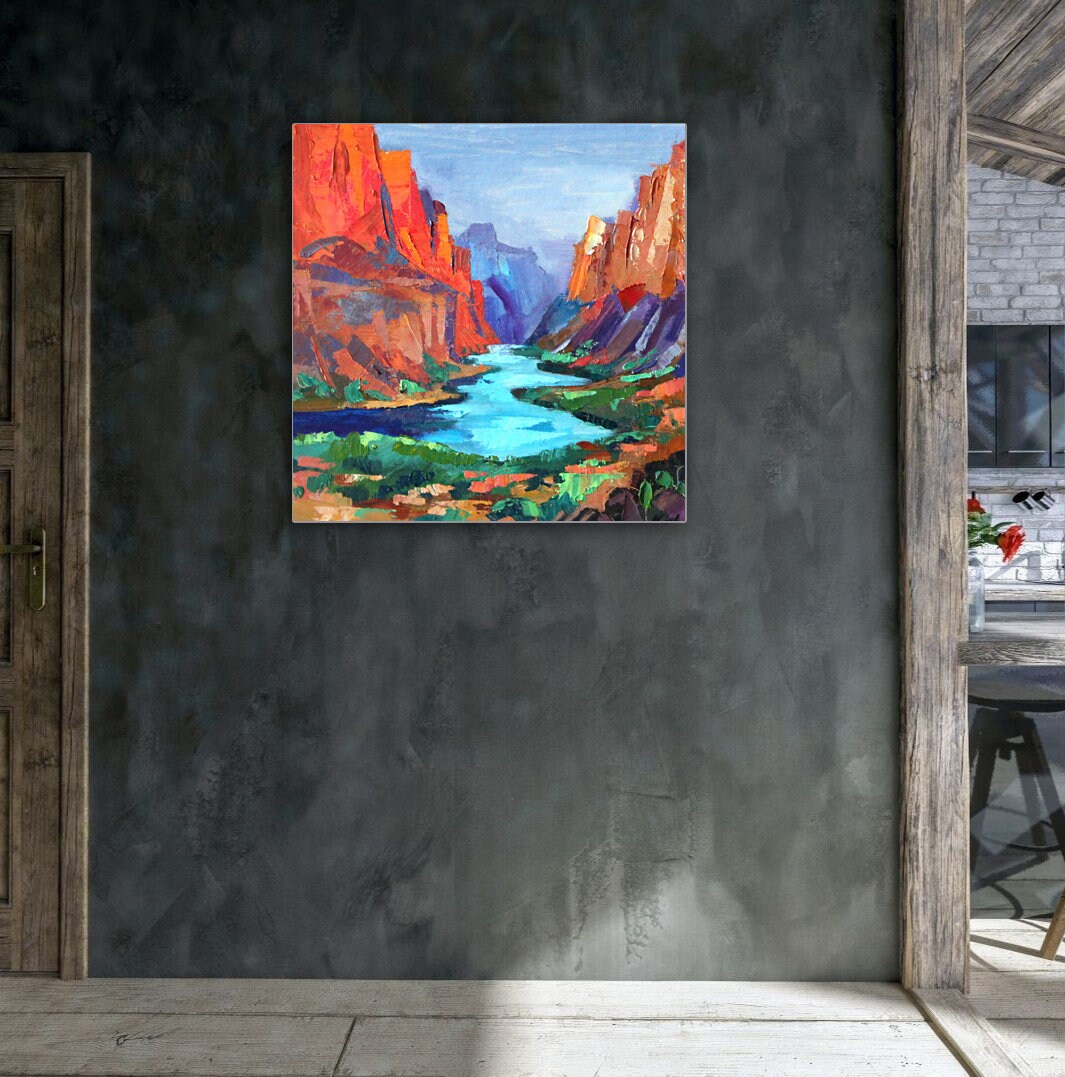 Grand Canyon Painting Original Art Impasto Arizona National Park Grand ...