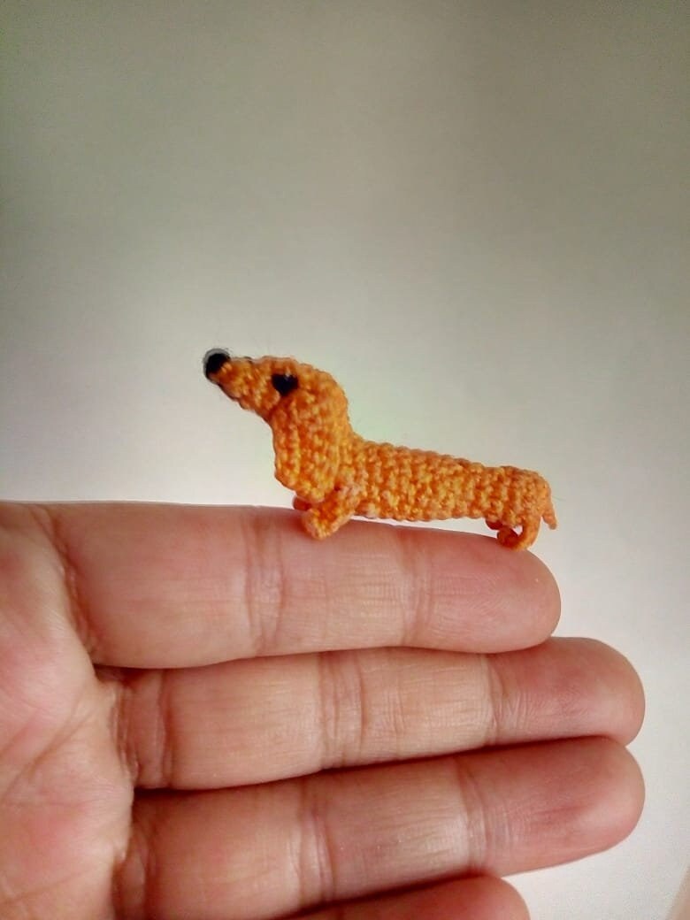 Cute Crochet Mini Dog, Amigurumi Art Doll, Miniature Amigurumi ...