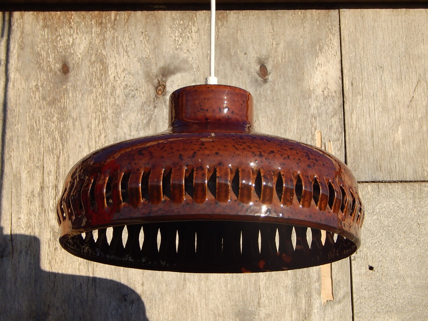 Scandinavian Vintage Perfored Enamel Ceiling Light Vintage Brown Metal ...