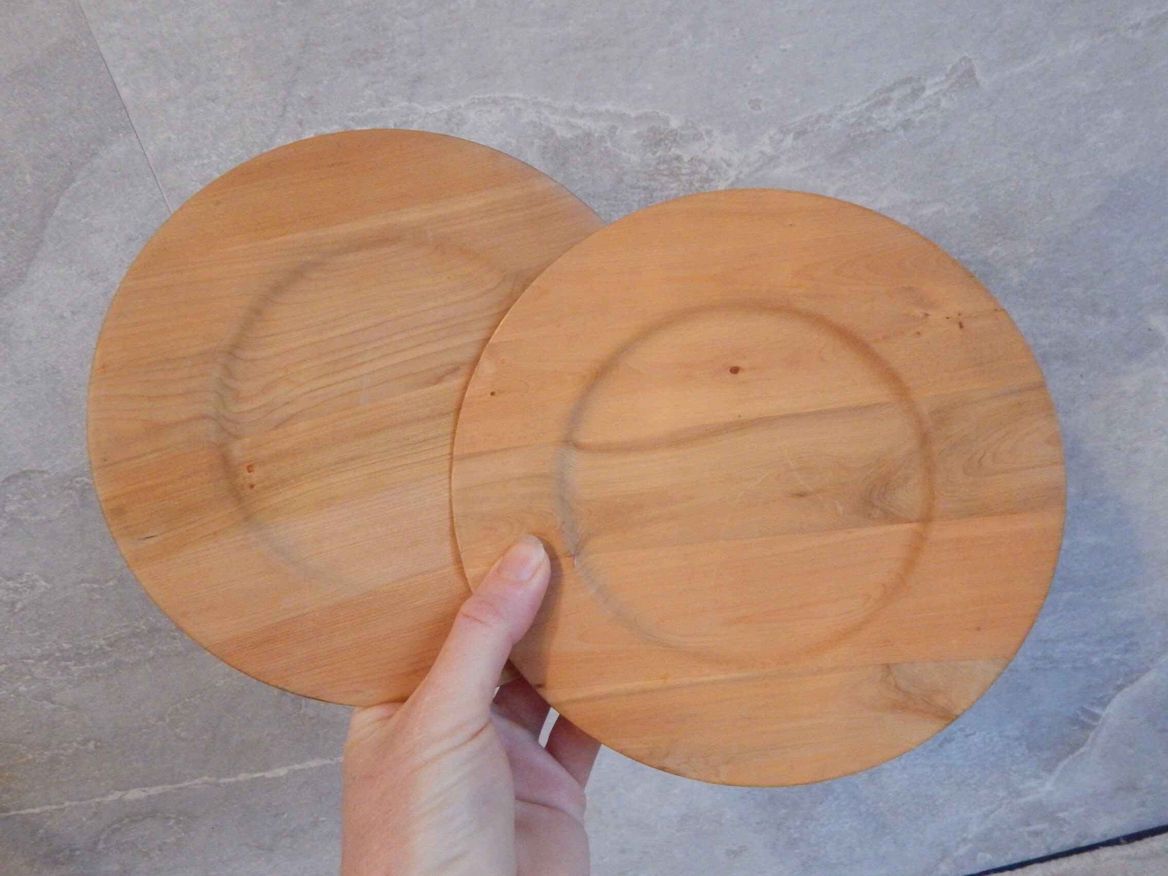 Set of 2 Juniper Wood Cake Plate Rustic Wood Serving Platter Handmade ...