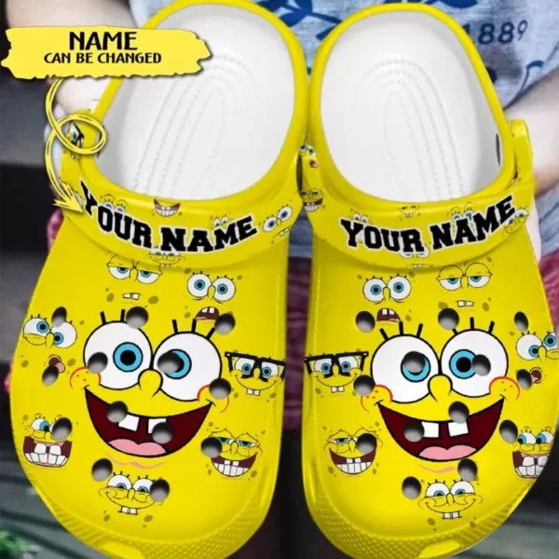 Personalized Cute Spongebob Squarepants Yellow Clogs Shoes, Clogs Shoes ...