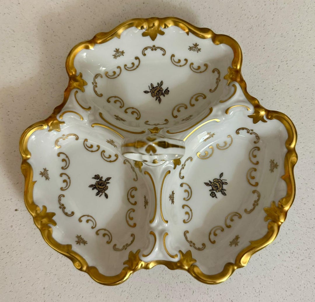 Vintage REICHENBACH East Germany Fine Porcelain 3 Sectioned Handle ...