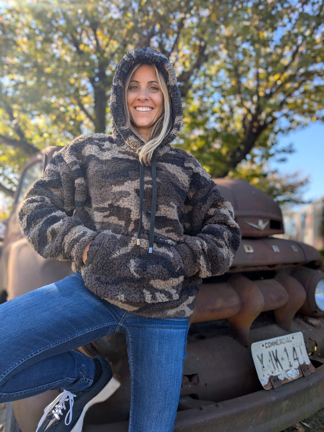 Camo Sherpa Hoodie With Kangaroo Pocket - Etsy