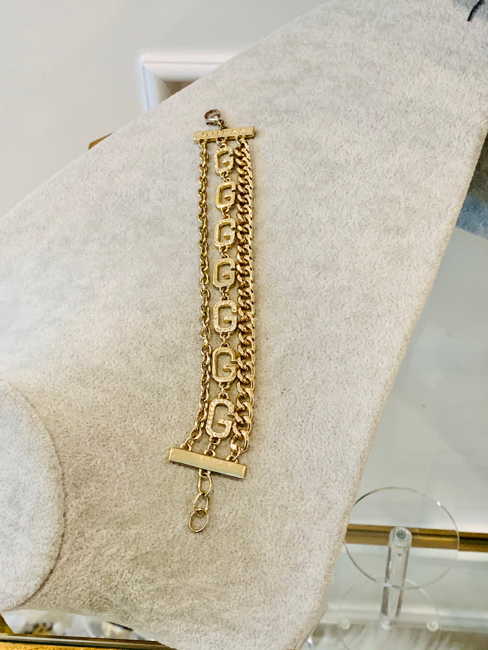 Vintage Guess Gold Tone Multi Chain Link Rhinestone - Etsy