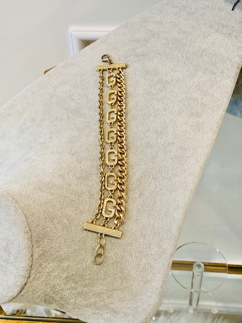 Vintage Guess Gold Tone Multi Chain Link Rhinestone - Etsy