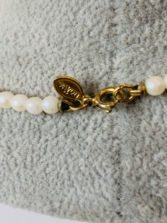 Vintage Avon Faux Pearl and Red and Gold Bead Necklace - Gem