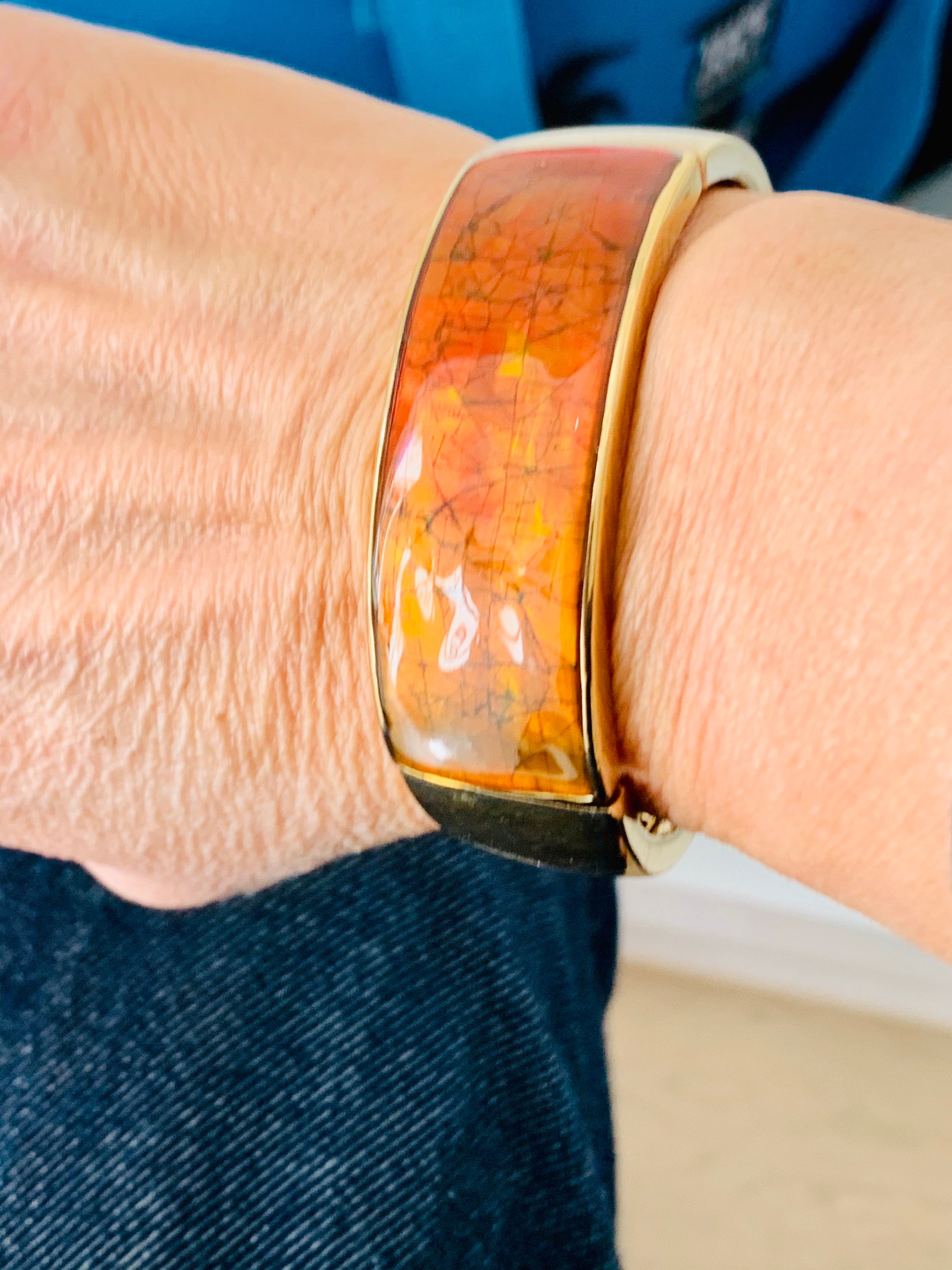 Vintage Monet Gold Tone Faux Tortoise Shell or Lucite Cuff - Etsy