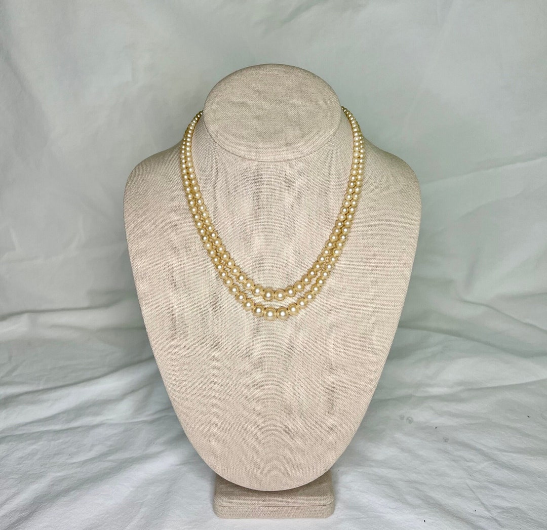 Vintage Trifari Double Strand Pearl Necklace - Etsy