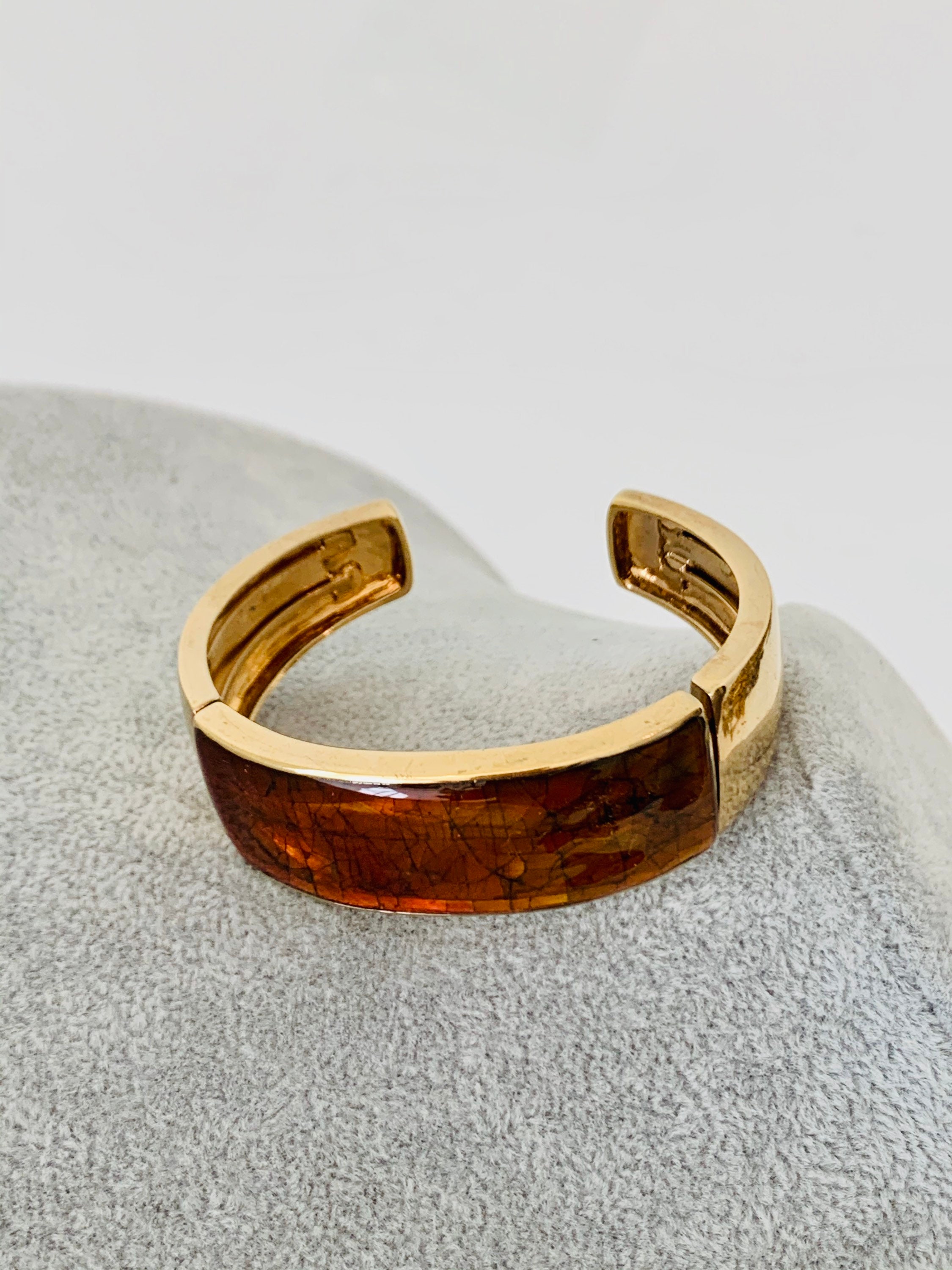 Vintage Monet Gold Tone Faux Tortoise Shell or Lucite Cuff - Etsy