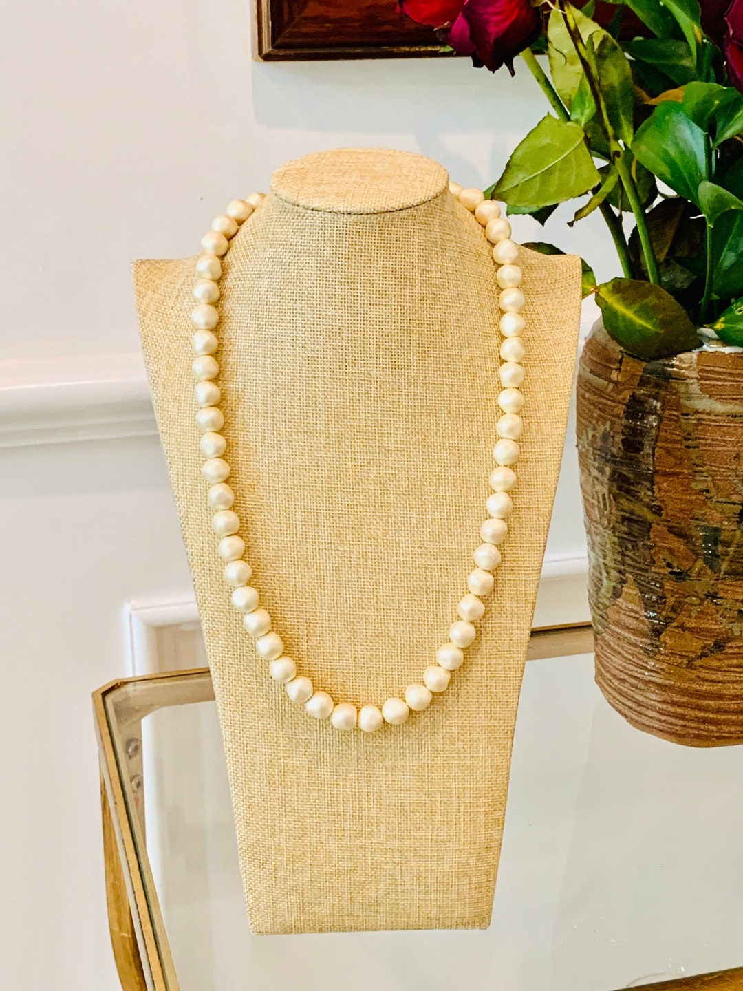 Vintage Matte Chunky Faux Pearl String Necklace - Etsy