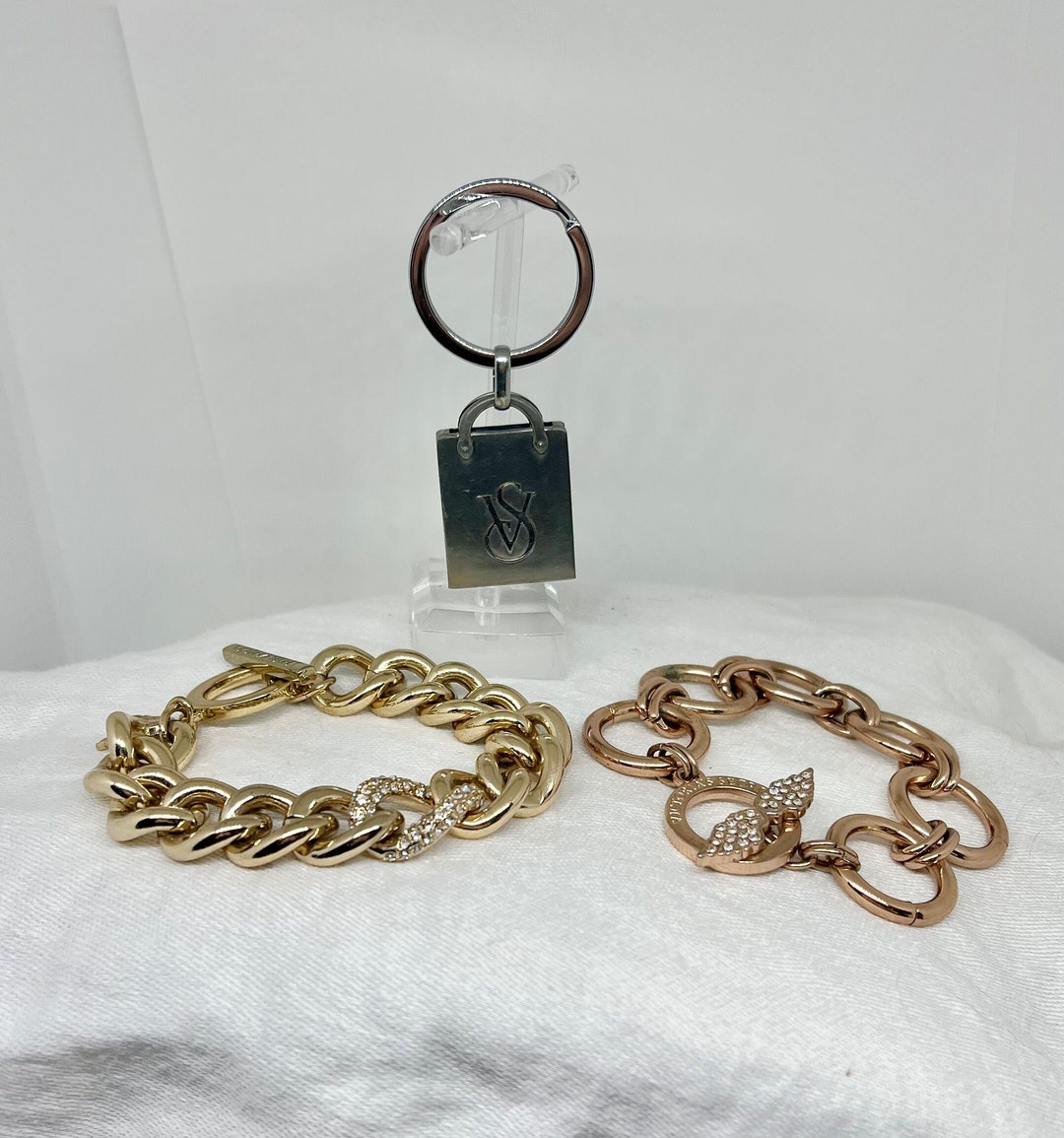 Set of 2 Vintage Victoria's Secret Gold Tone Rhinestone Chain Link ...