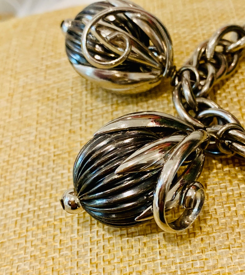 Vintage Napier Silver Tone Double Acorn Chain Link Charm Bracelet - Etsy