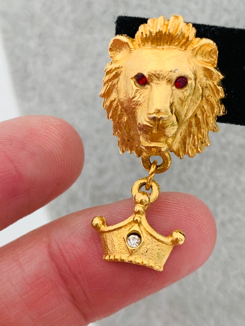 Vintage L Razza Gold Tone Lion Head With Faux Ruby Eyes and a - Etsy