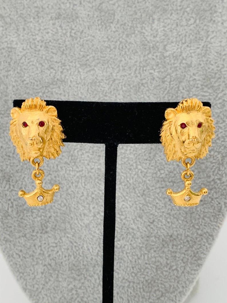 Vintage L Razza Gold Tone Lion Head With Faux Ruby Eyes and a - Etsy