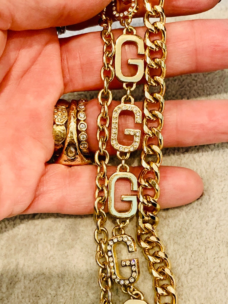 Vintage Guess Gold Tone Multi Chain Link Rhinestone - Etsy