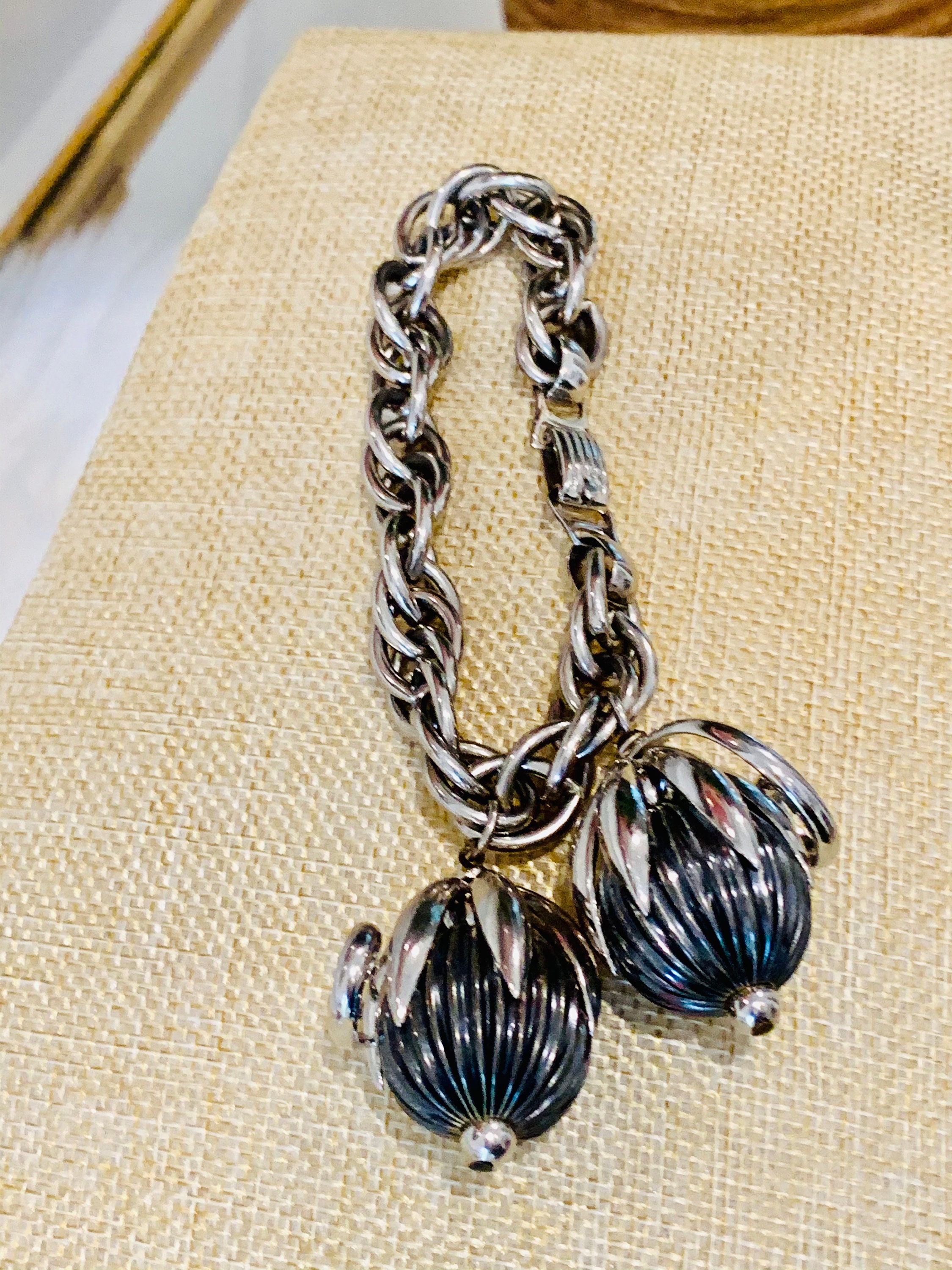Vintage Napier Silver Tone Double Acorn Chain Link Charm Bracelet - Etsy