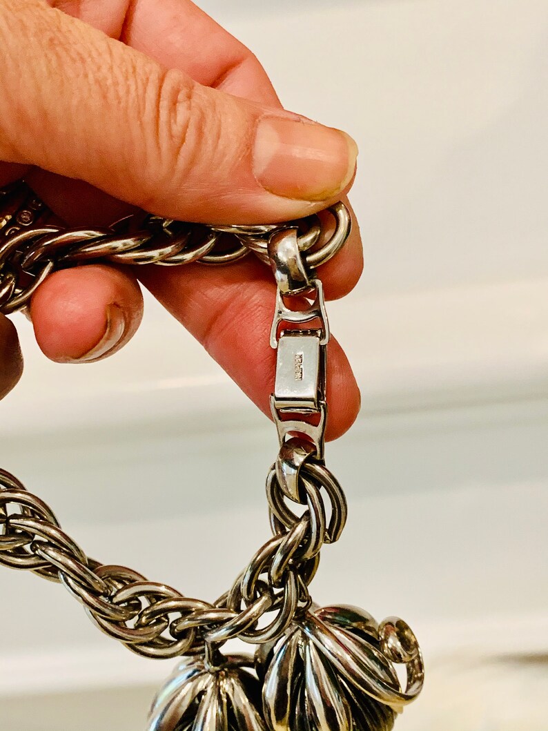 Vintage Napier Silver Tone Double Acorn Chain Link Charm Bracelet - Etsy