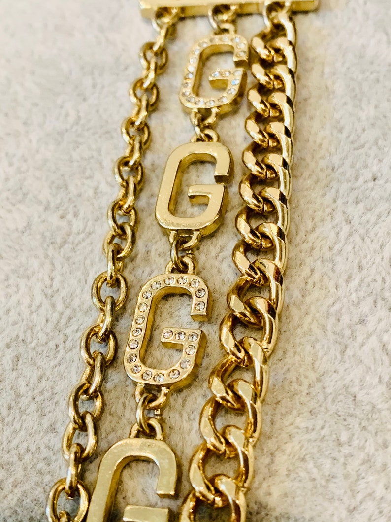 Vintage Guess Gold Tone Multi Chain Link Rhinestone - Etsy