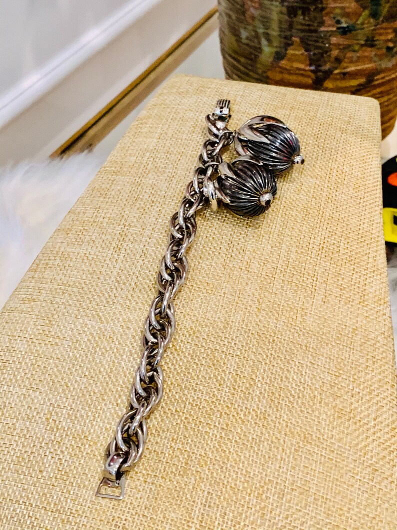 Vintage Napier Silver Tone Double Acorn Chain Link Charm Bracelet - Etsy