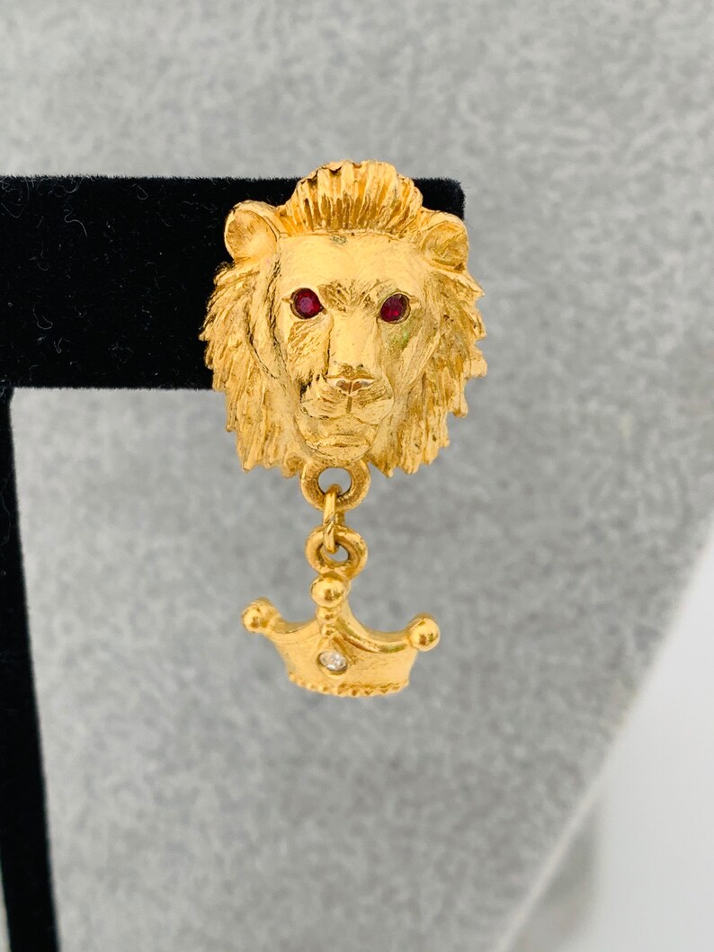 Vintage L Razza Gold Tone Lion Head With Faux Ruby Eyes and a - Etsy