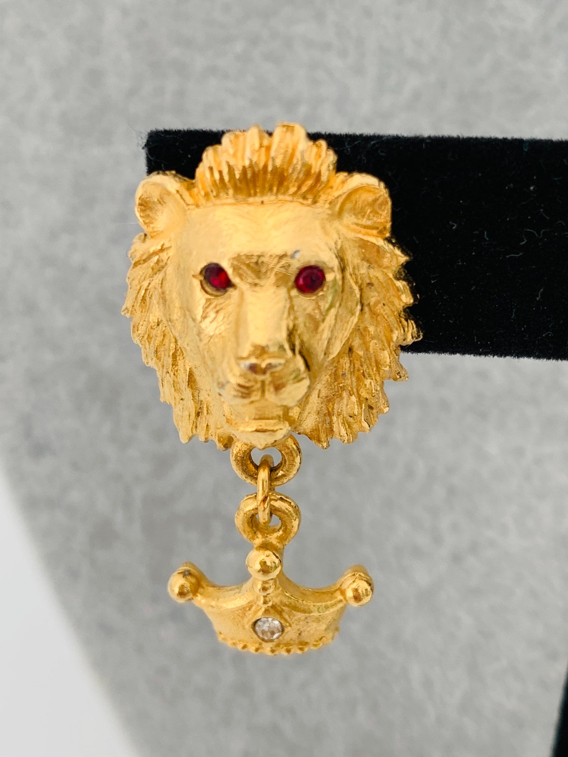 Vintage L Razza Gold Tone Lion Head With Faux Ruby Eyes and a - Etsy