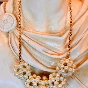 Vintage Lenora Dame Faux Pearl Cluster Gold Tone Statement Bib Necklace - Etsy