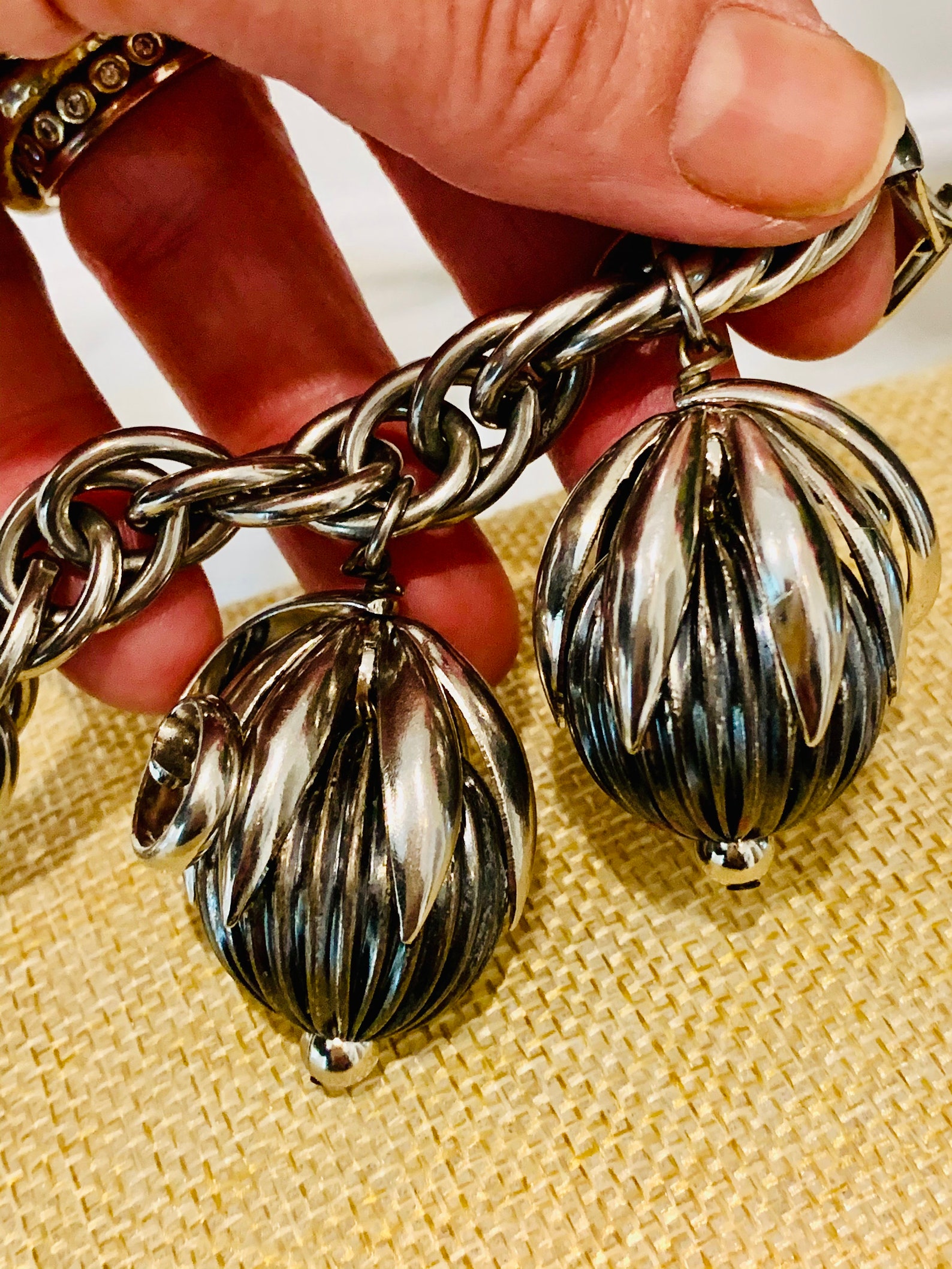 Vintage Napier Silver Tone Double Acorn Chain Link Charm Bracelet - Etsy