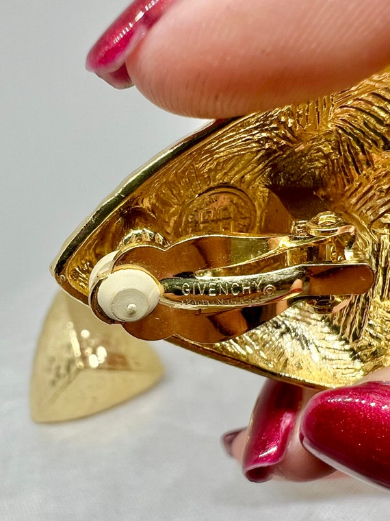 Vintage Givenchy 1980's Gold Tone Oversized Hammered … - Gem