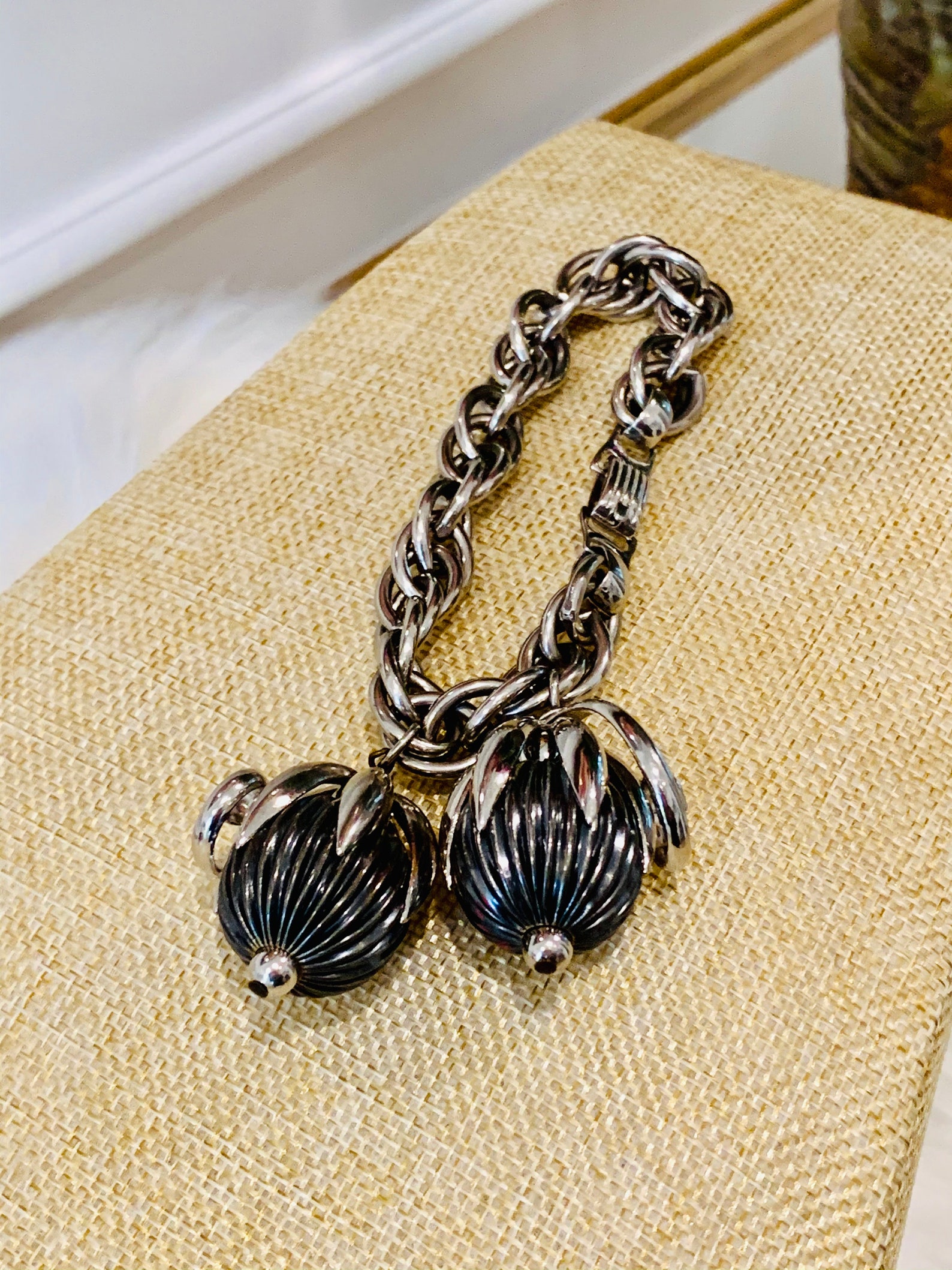 Vintage Napier Silver Tone Double Acorn Chain Link Charm Bracelet - Etsy
