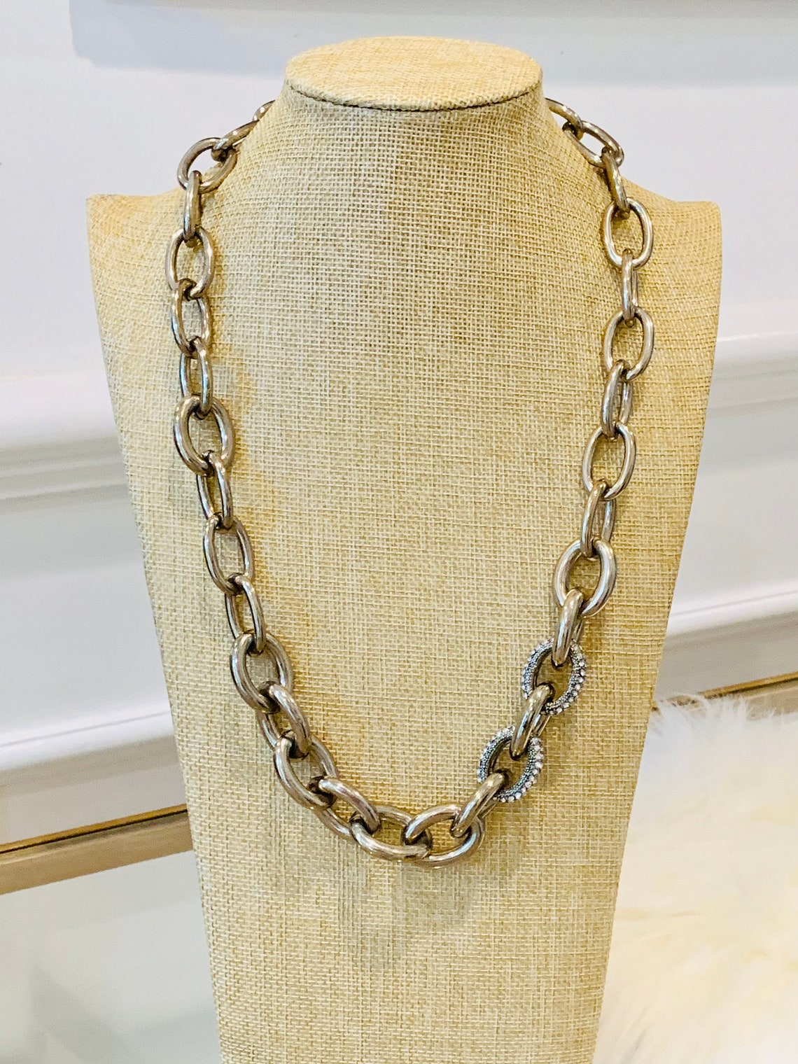 Vintage Ann Taylor Loft Silver Tone Chunky Chain Link Necklace - Etsy