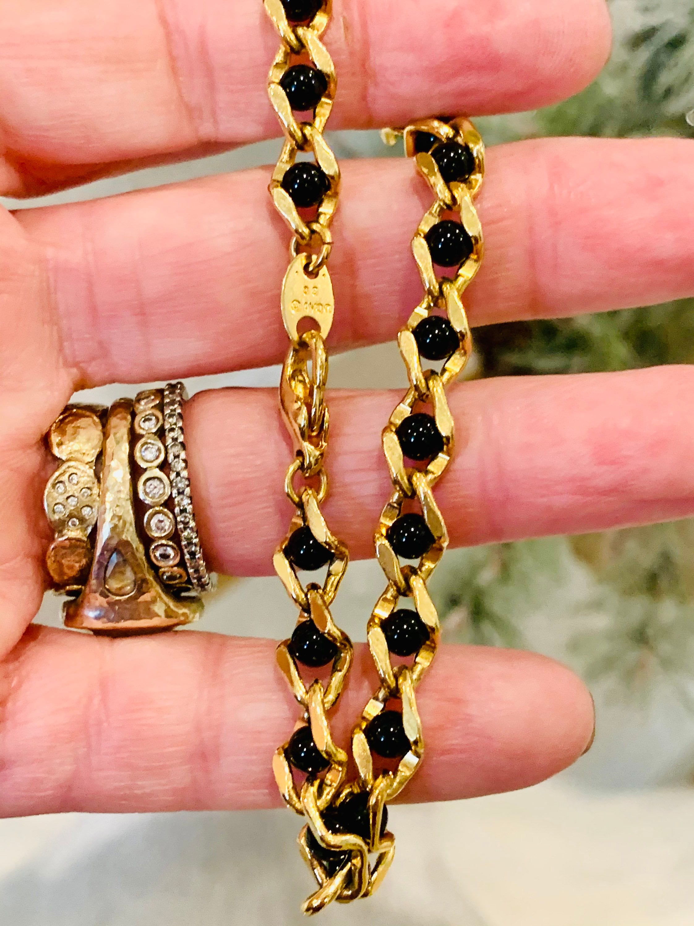 Vintage Avon Gold Tone Chain Link Bracelet With Black Glass - Etsy