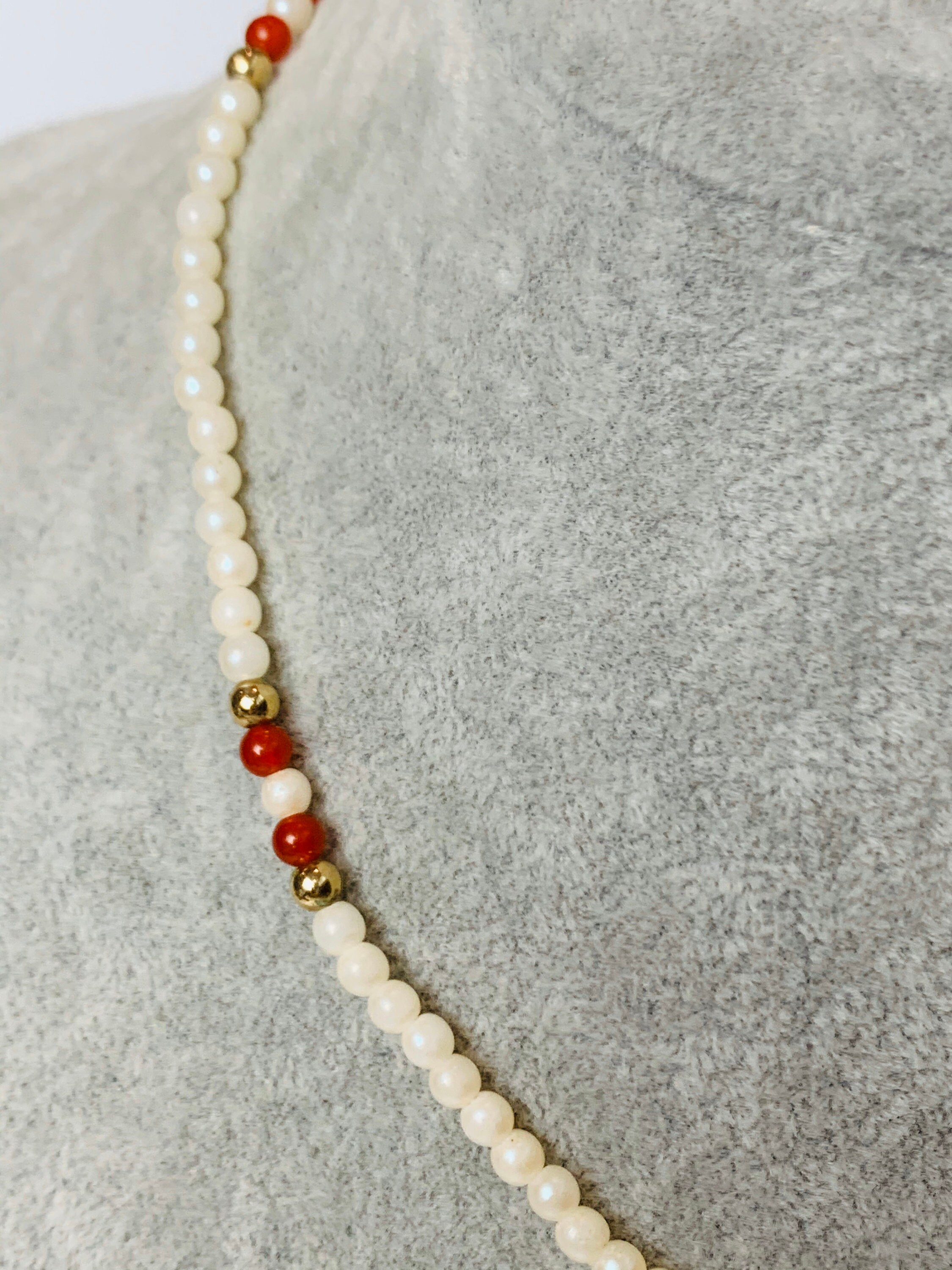 Vintage Avon Faux Pearl and Red and Gold Bead Necklace - Etsy
