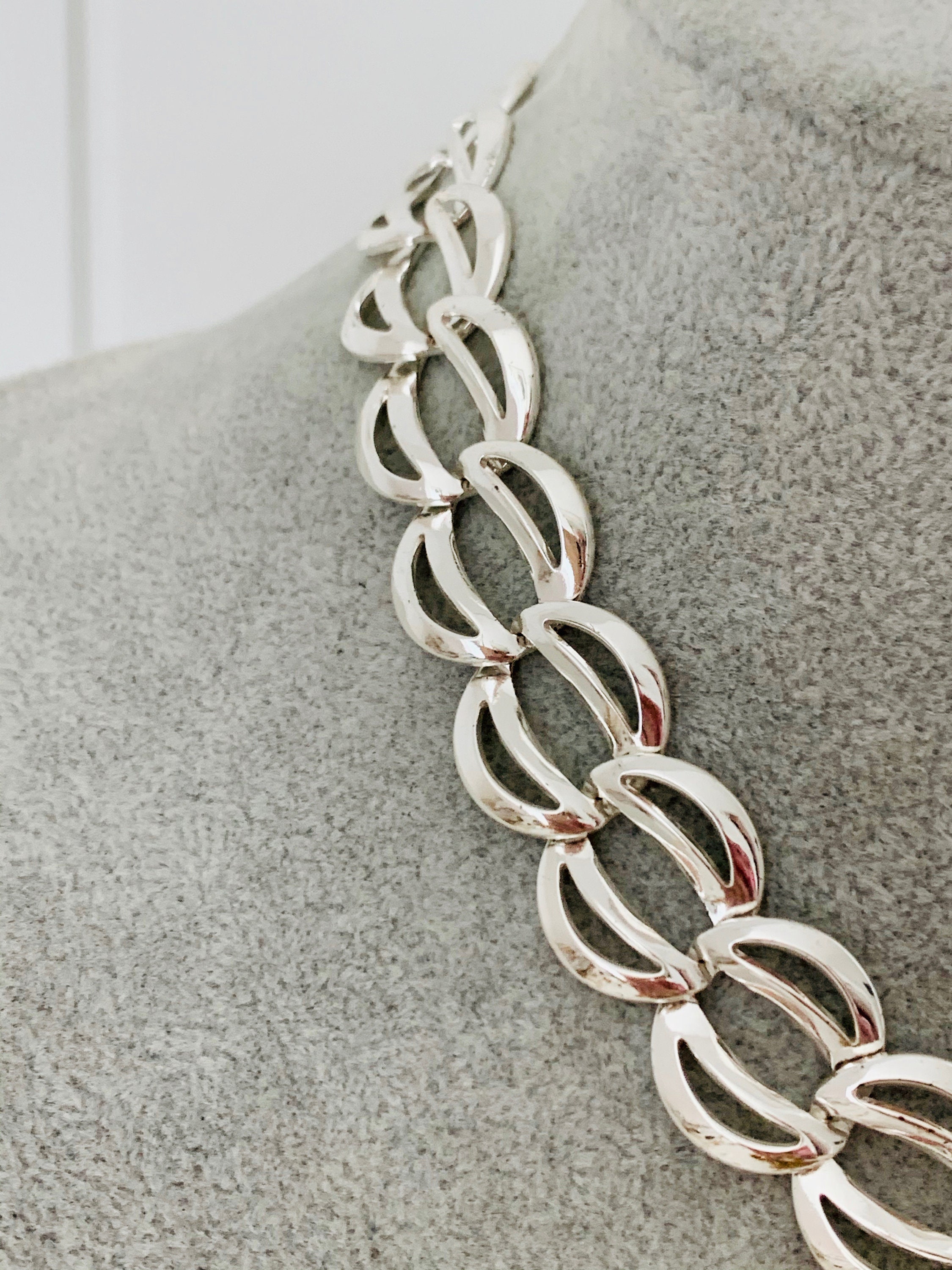 Vintage Silver Tone Chain Link Necklace - Etsy