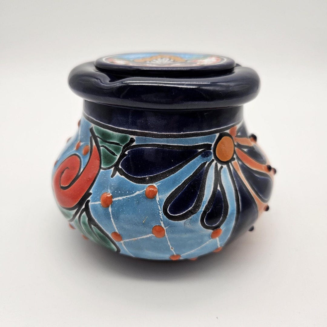 Talavera Mexican Pottery Water Ashtray Hand Painted Del Carmen Mexico ...