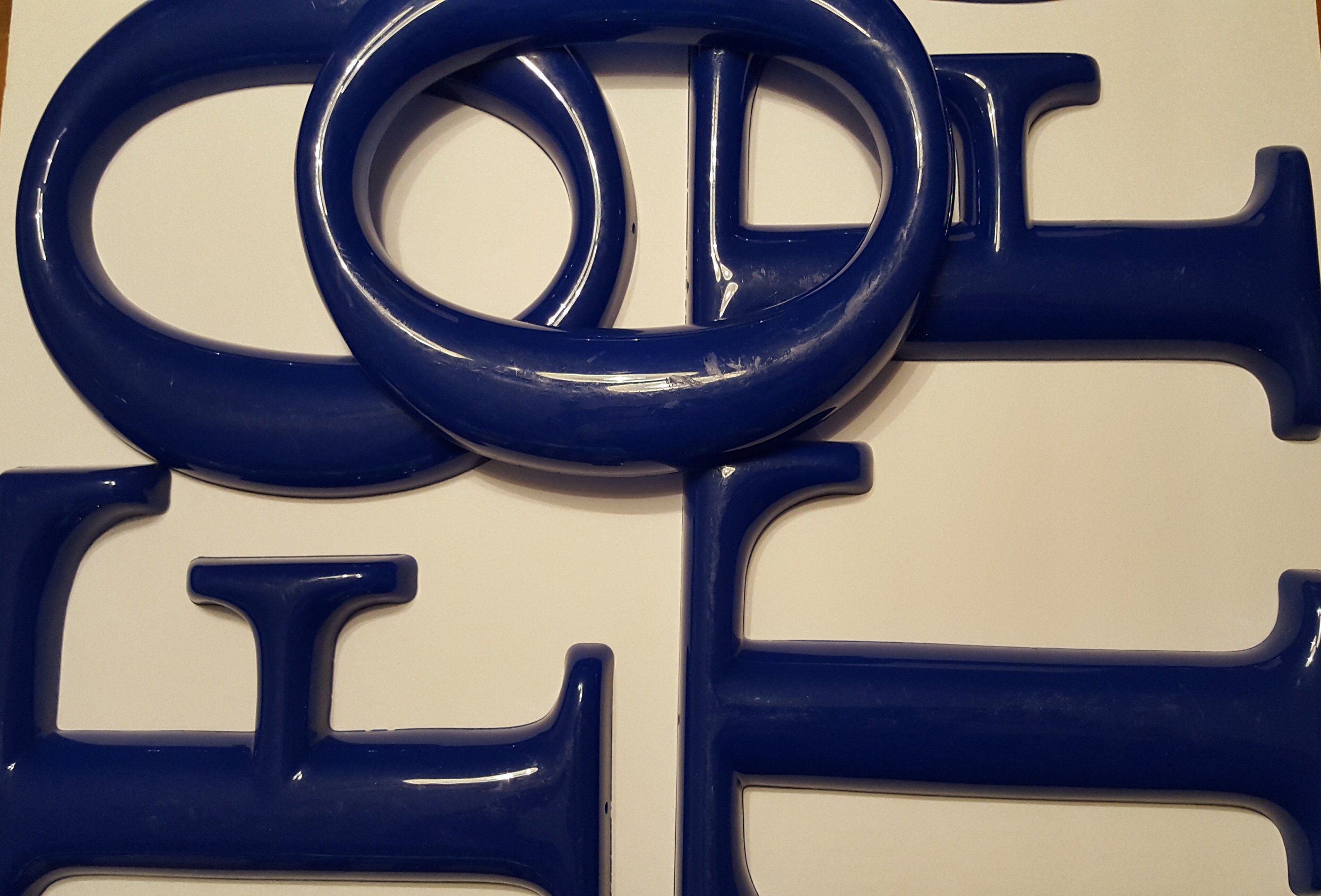 Vintage 9 Inch Blue Plastic Industrial Salvage Bubble Sign Letters ...