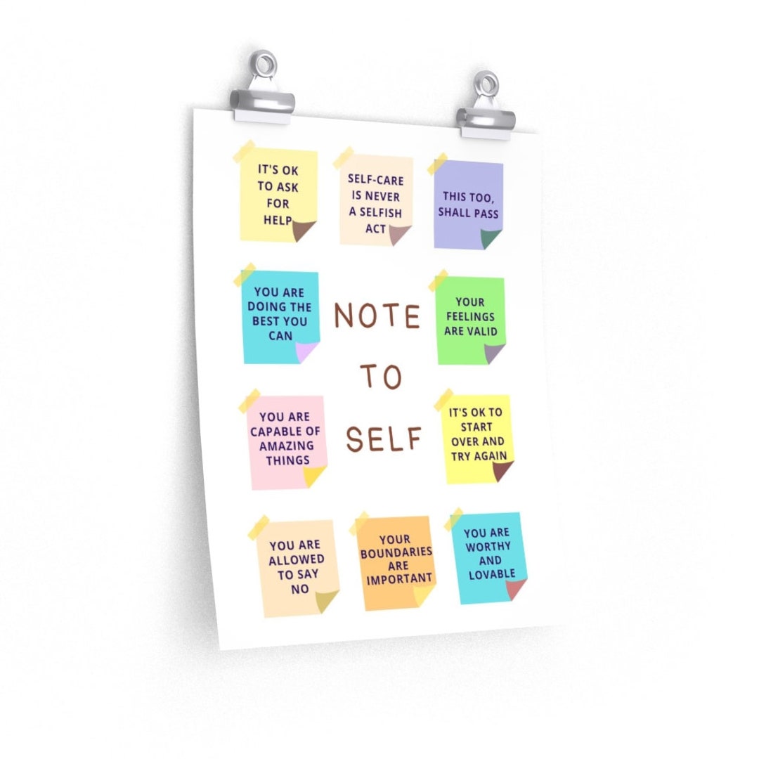 Note to Self Digital Mental Health Poster, Self Love, Self Care ...