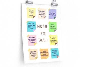Note to Self Digital Mental Health Poster, Self Love, Self Care ...