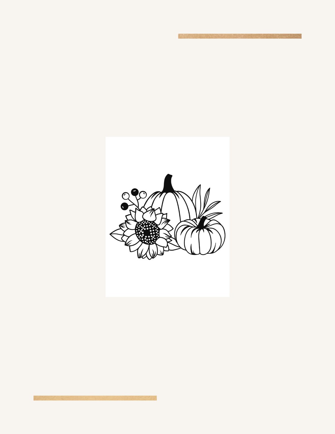 Pumpkins and Sunflower Fall/halloween Coloring Sheet Printable Autumn ...