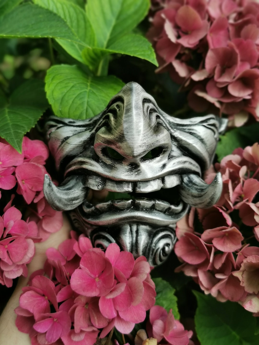 Silver Mempo Mask, Samurai Mask, Oni Mask, Cosplay Mask, Japanese ...