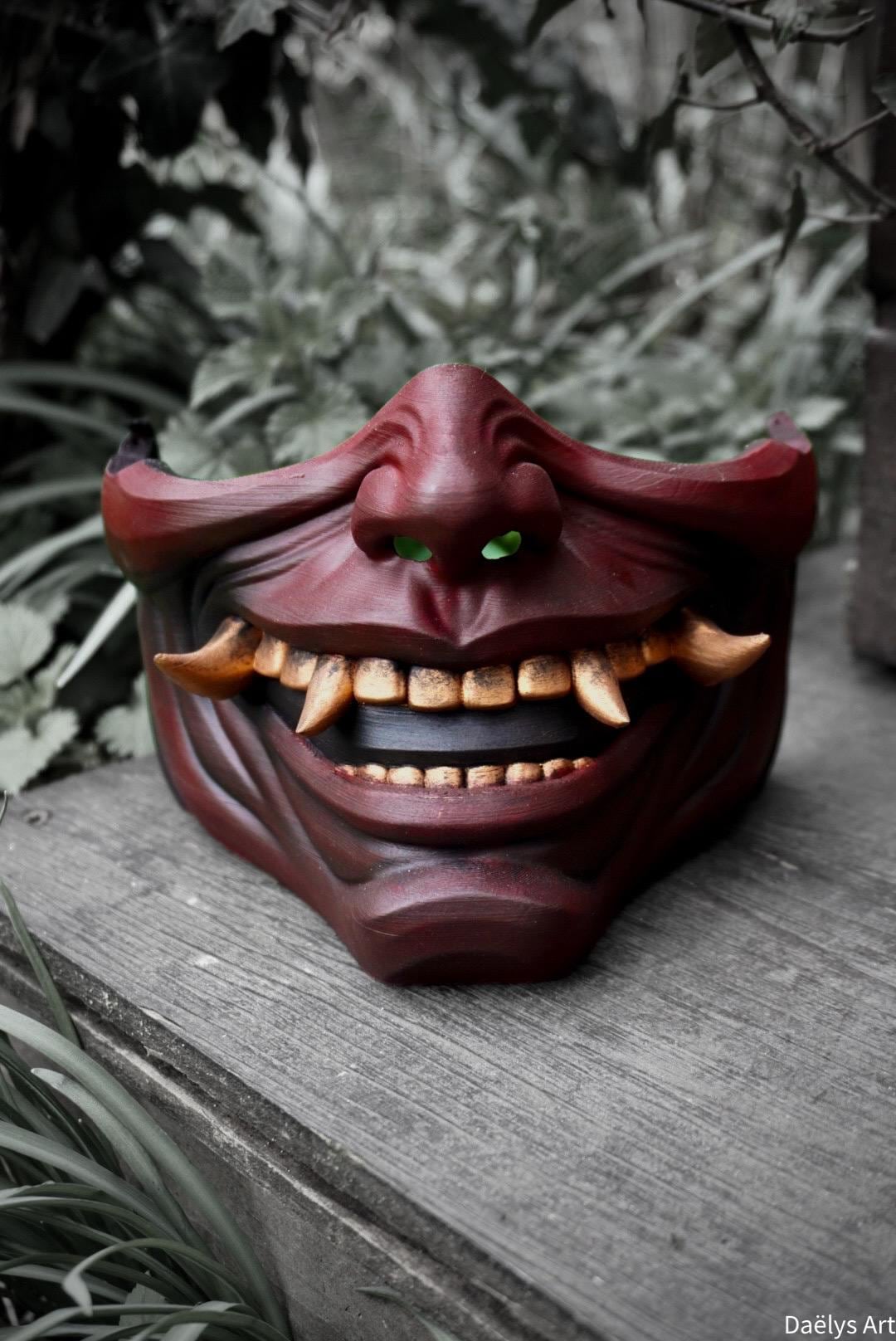 Red Mempo Mask, Samurai Mask, Oni Mask, Cosplay Mask, Japanese ...