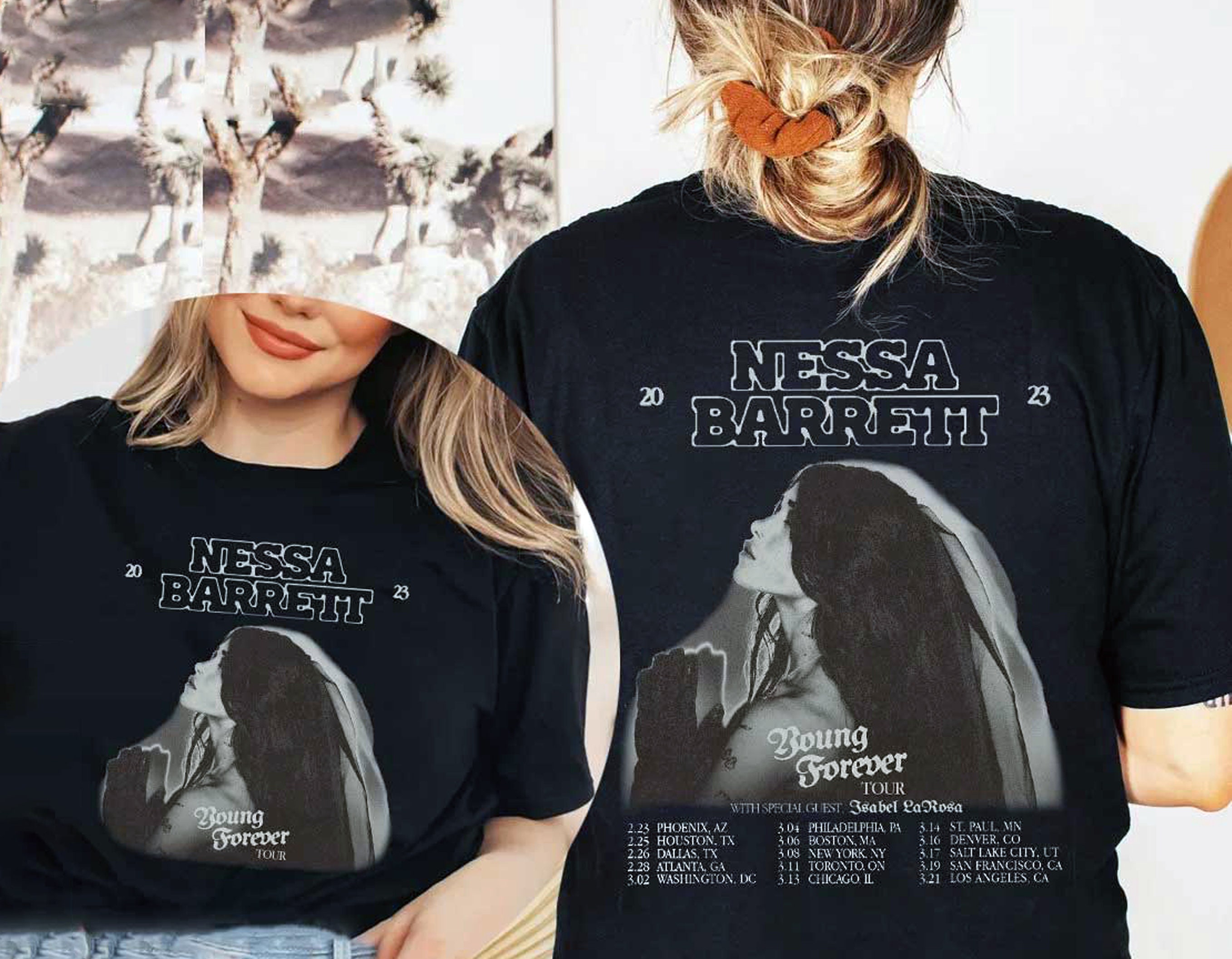 Nessa Barrett Young Forever Tour 2023 2 Sided T Shirt